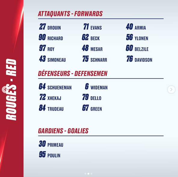 Hockey30 | YARK!!! Les alignements du match BLANCS vs ROUGES...